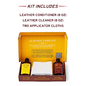 Leather Honey Complete Leather Care Kit Including Leather Conditioner (8 oz), Leather Cleaner (8 oz) and Two Applicator Cloths for use on Leather Apparel, Furniture, Auto Interiors, Shoes, Bags