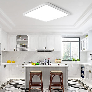 LED Flush Mount Ceiling Light Fixture, 5000K Daylight White, 12inch 24W, 3200LM, Slim Flat Panel Lighting Fixture, Square Modern Ceiling Lamp for Bedroom, Kitchen, Living Room, Closet, Stairwell