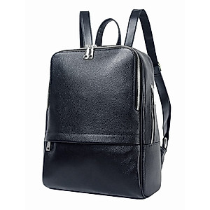 COOLCY Women Real Genuine Leather Backpack purse Fashion Bag (Black)