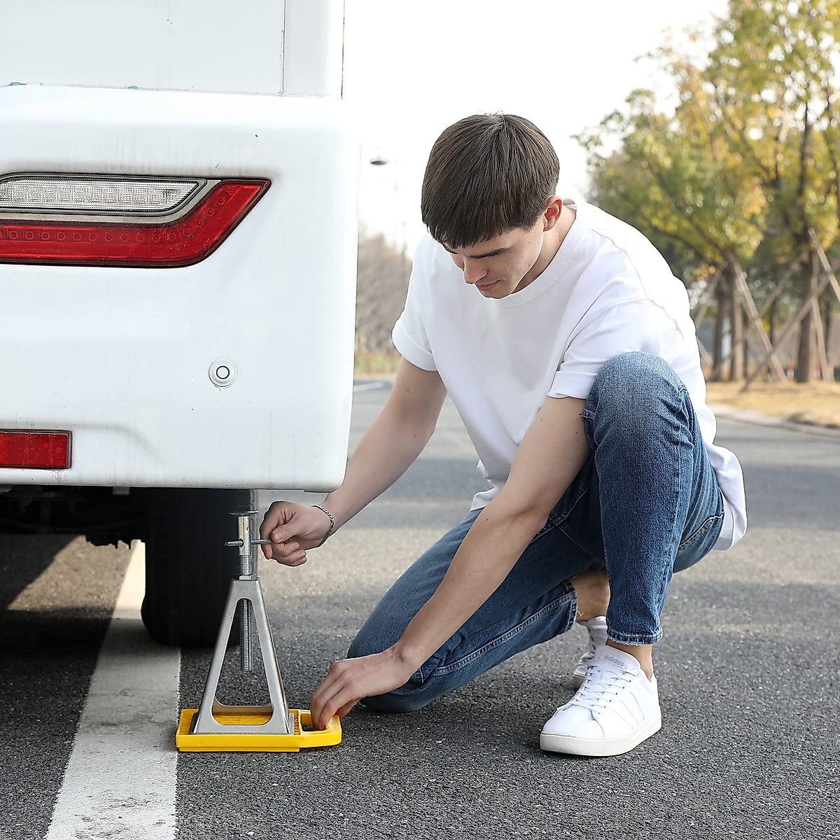 Homeon Wheels RV Jack Pads Camper Chock Blocks Trailer Leveling Jack Stabilizer Help Prevent Jacks from Sinking, 6.85" x 6.85" (4 Pack)