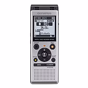 Olympus WS-852 silver voice recorder with true stereo mic, 4GB, 110 hours battery life, microSD external memory, USB, with MP3 file format.