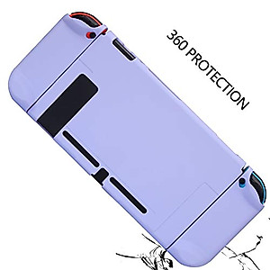 Dockable Case for Nintendo Switch - COMCOOL 3 in 1 Protective Cover Case for Nintendo Switch and Joy-Con Controller with Screen Protector and Thumb grips - Purple