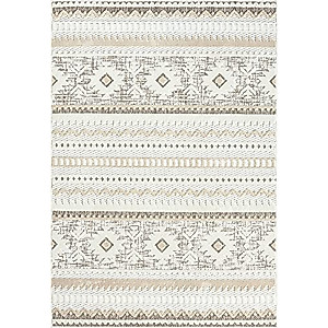Abani Area Rugs - Modern Tribal Pattern - Cream Rug for Living Room, Bedroom, Dining Room - Indoor/Outdoor - Easy to Clean - Non-Shedding - 8' x 10'