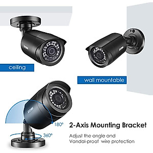 ZOSI 4 Pack 1080P 2.0MP Outdoor Indoor 3.6mm 24PCS Infrared IR Lens Day Night CCTV IR Cut Surveillance Security Camera Compatible for TVI DVR (Renewed)