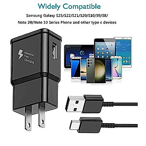 Samsung Charger Type C Charger Fast Charging USB C Fast Charger for Samsung Galaxy S20/S20 Plus/S10/S10 Plus/S10e/S21/S21+/S21Ultra/S9/S9 Plus/S8/S8 Plus/Note 8/9/10/20/S22/S23 with 6.6ft Type C Cable