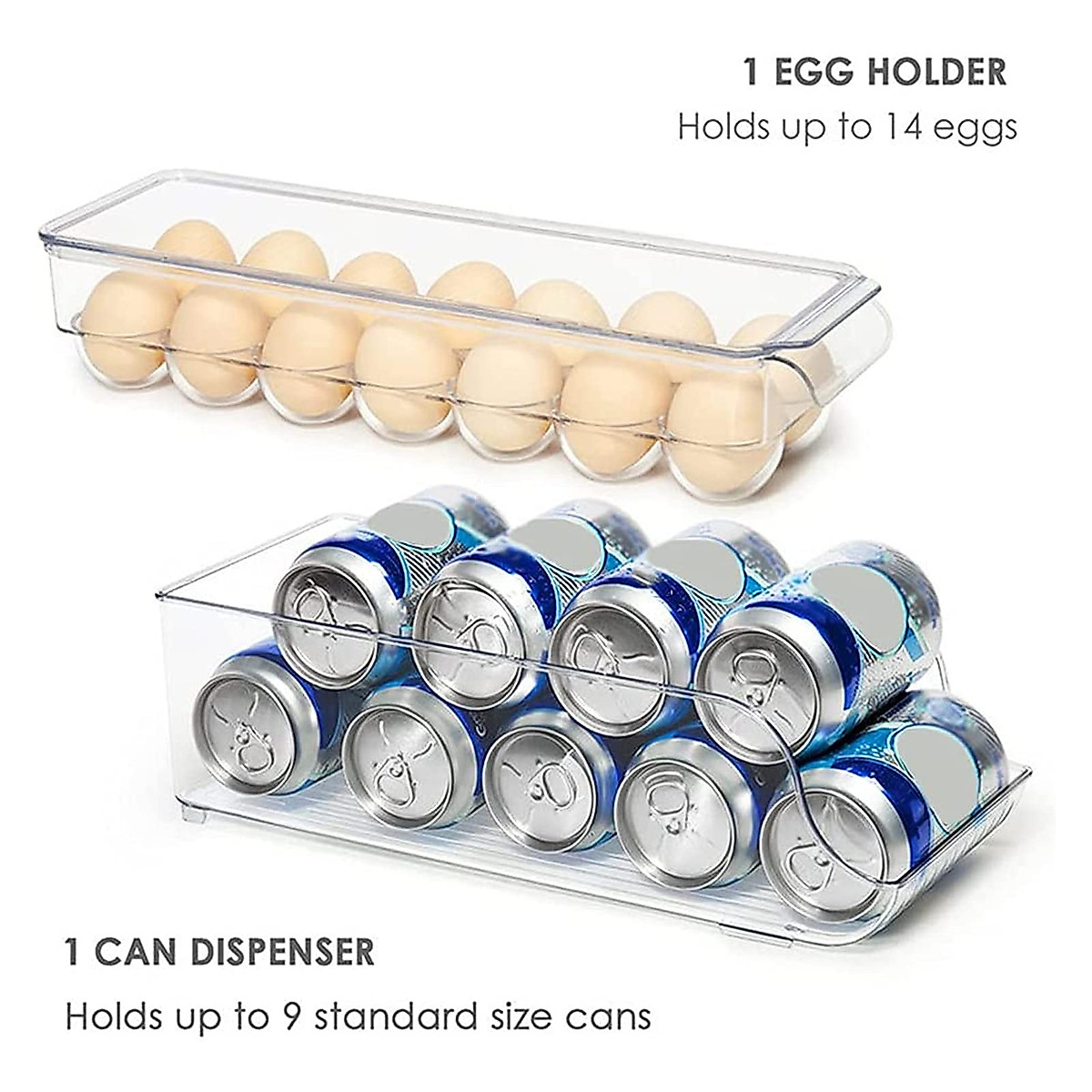LSZ fridge organizer 6Pcs Refrigerator Organizer Bins Set, Clear Fridge Organizer, 14 Grid Egg Tray Beverage Box BPA Free Pantry Organization fridge organizer