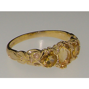 LetsBuyGold 10k Yellow Gold Real Genuine Citrine Womens Band Ring - Size 7