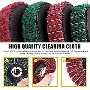 Mardatt 17 Pcs 4'' Polishing Buffering Wheels Assorted Set with Compound Includes 14 Pcs Wool & Nylon Fiber Sanding Flap Discs and 3Pcs Black, Brown & Green Compounds for Angle Grinder