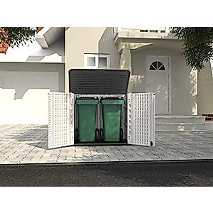 HOMSPARK Horizontal Storage Shed Weather Resistance, Multi-Purpose Outdoor Storage Box for Backyards and Patios, 26 Cubic Feet Capacity for Bike, Lawnmower, Trash Cans, Patio Accessories