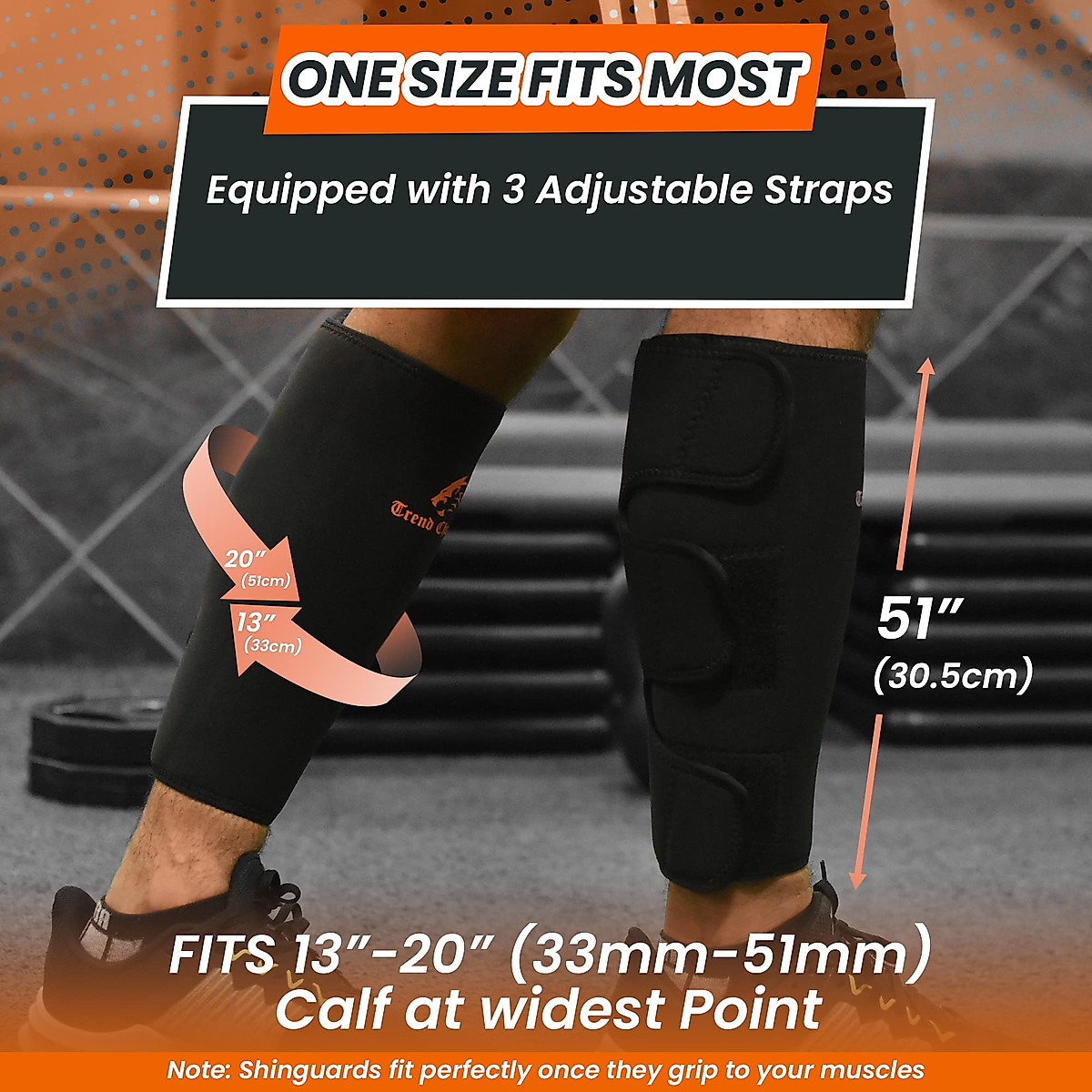Trend Changer Weightlifting Shin Guards/Calf Support Brace 7mm Thick Neoprene for EasyWear-Deadlift Shin Guards, Box Jump, Crossfit Adjustable Shin Splint Compression Calf Wrap for Men Women (Pair)