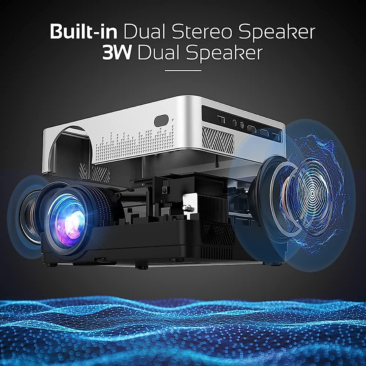 DBPOWER WiFi Projector, 9000L Full HD 1080p Video Projector with Carry Case, Support iOS/Android Sync Screen, Zoom&Sleep Timer, 4.3” LCD Home Movie Projector Compatible w/Smart Phone/Laptop