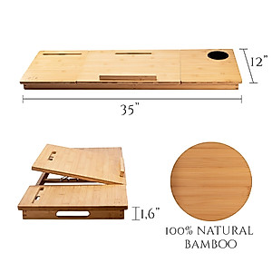 2B Balanced Treadmill Desk Attachment | Fits Treadmills Up to 32" Wide | Crafted from Bamboo | Adjustable Height for Better Posture | Securely Holds Laptop, iPad, Phone, Book