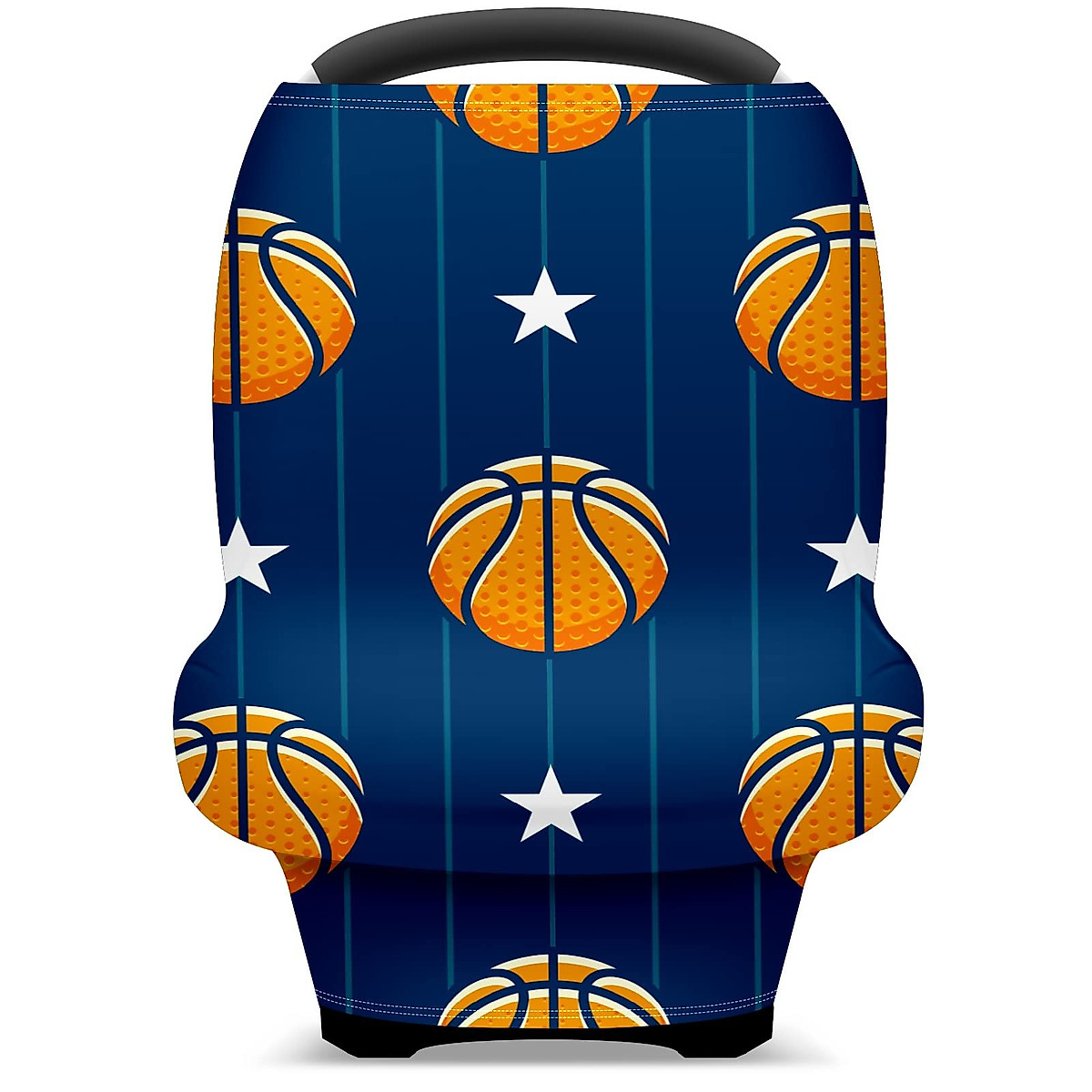 Baby Car Seat Stroller Covers Basketballs and Stars Nursing Cover Breastfeeding Scarf Soft Breathable Stretchy Infant Car Canopy Coverage Carseat Cover for Boys and Girls Multi Use