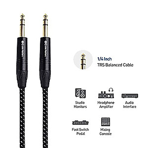 Cable Matters 5-Pack 1/4 to 1/8 Headphone Adapter & 1-Pack Preminum Braided Balanced 1/4 Inch TRS Cable