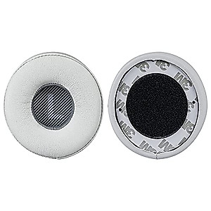 Geekria QuickFit Protein Leather Replacement Ear Pads for JBL Everest 300, V300BT Headphones Ear Cushions, Headset Earpads, Ear Cups Repair Parts (White)