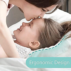 TILLYOU Toddler Bed Pillow with Pillowcase, Ergonomic Cotton Baby Pillow for Sleeping,Kids Travel Pillow with Case, 13”x18”, White