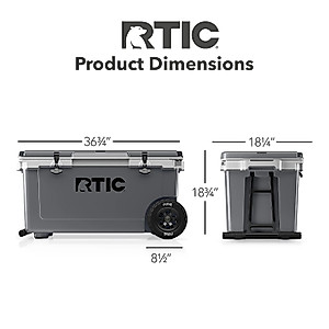 RTIC 72 Quart Ultra-Light Wheeled Cooler Hard Insulated Portable Ice Chest Box for Beach, Drink, Beverage, Camping, Picnic, Fishing, Boat, BBQ, 30% Lighter Than Rotomolded Coolers, Dark & Cool Grey
