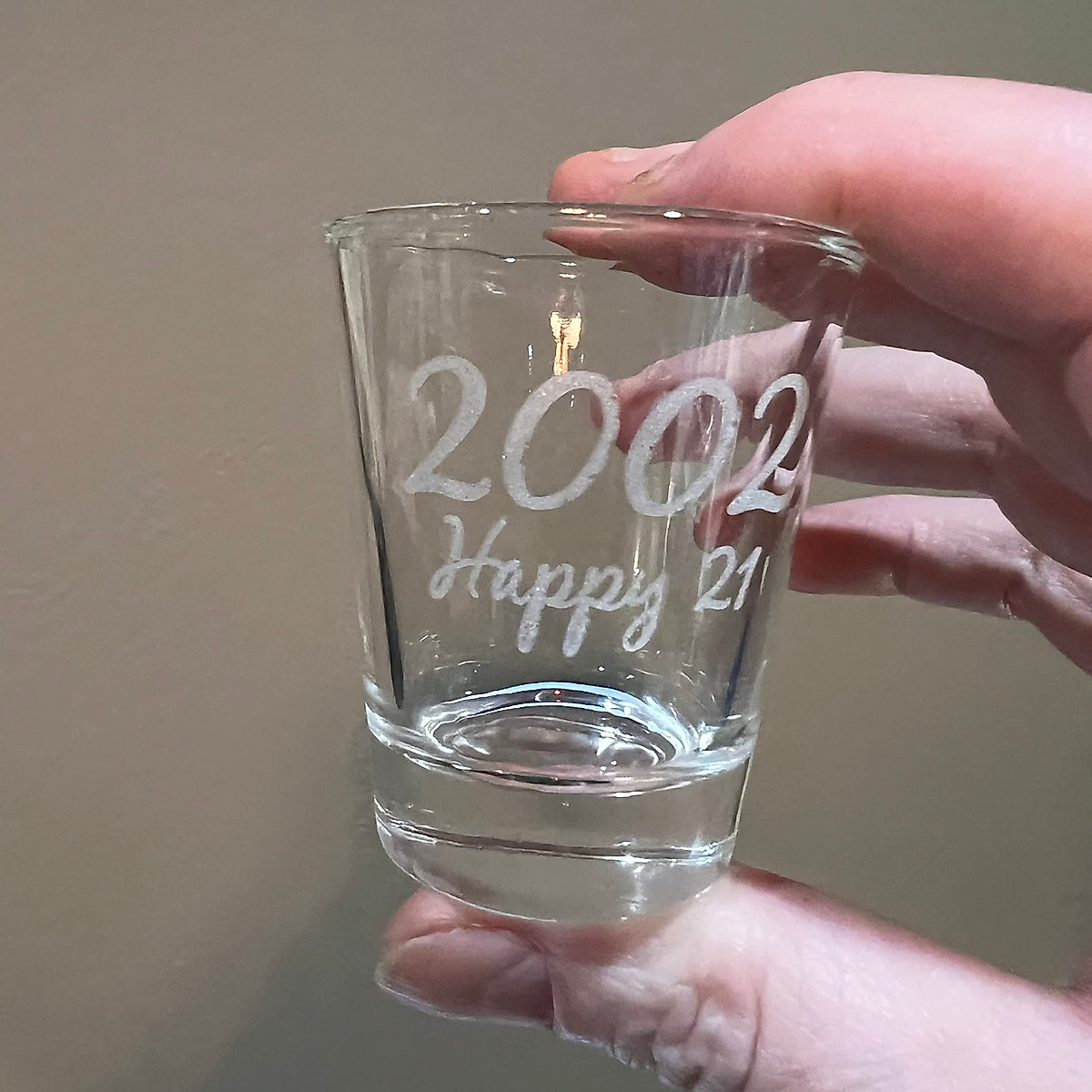 2oz Custom Happy 21 with your year PERSONALIZED Shotglass LASER