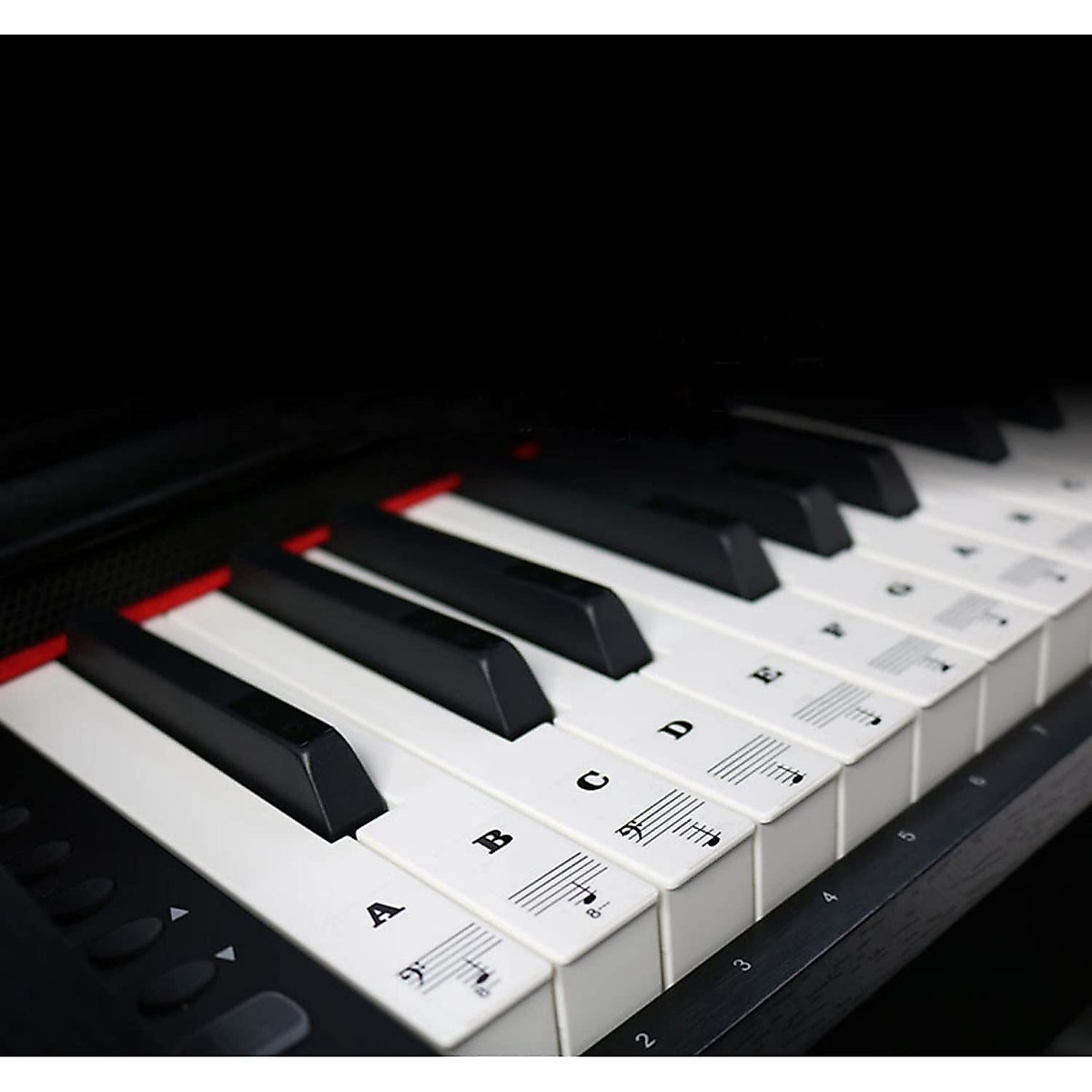 Piano Keyboard Stickers for Beginners 88/61/54/49/37 Key. Large Bold Letter Piano Stickers Perfect for kids Learning Piano, Transparent and Removable