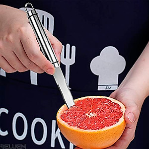 Reluen Stainless Steel Grapefruit Knife Curved Knife - Grapefruit Knife Curved Serrated Bread Knife Kitchen Knifes Small Knives Fruit Knife Stainless Steel Chef Kitchen Knife Curved Carving Tool