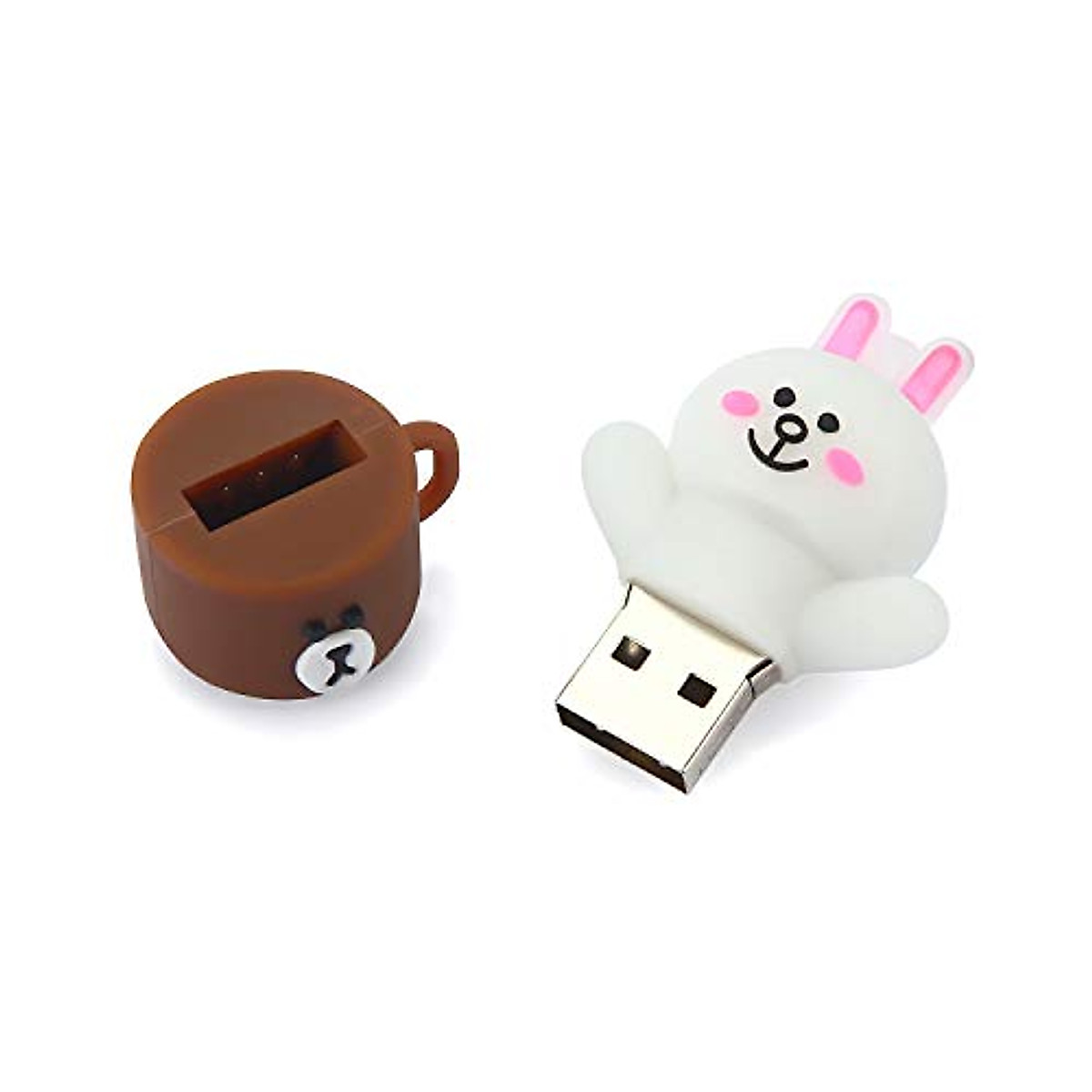 Novelty Smiling Rabbit Bear Cup Shape Design 16GB USB 2.0 Flash Drive Cute Memory Stick Stitch Thumb Drive Data Storage Pendrive Cartoon Jump Drive Gift