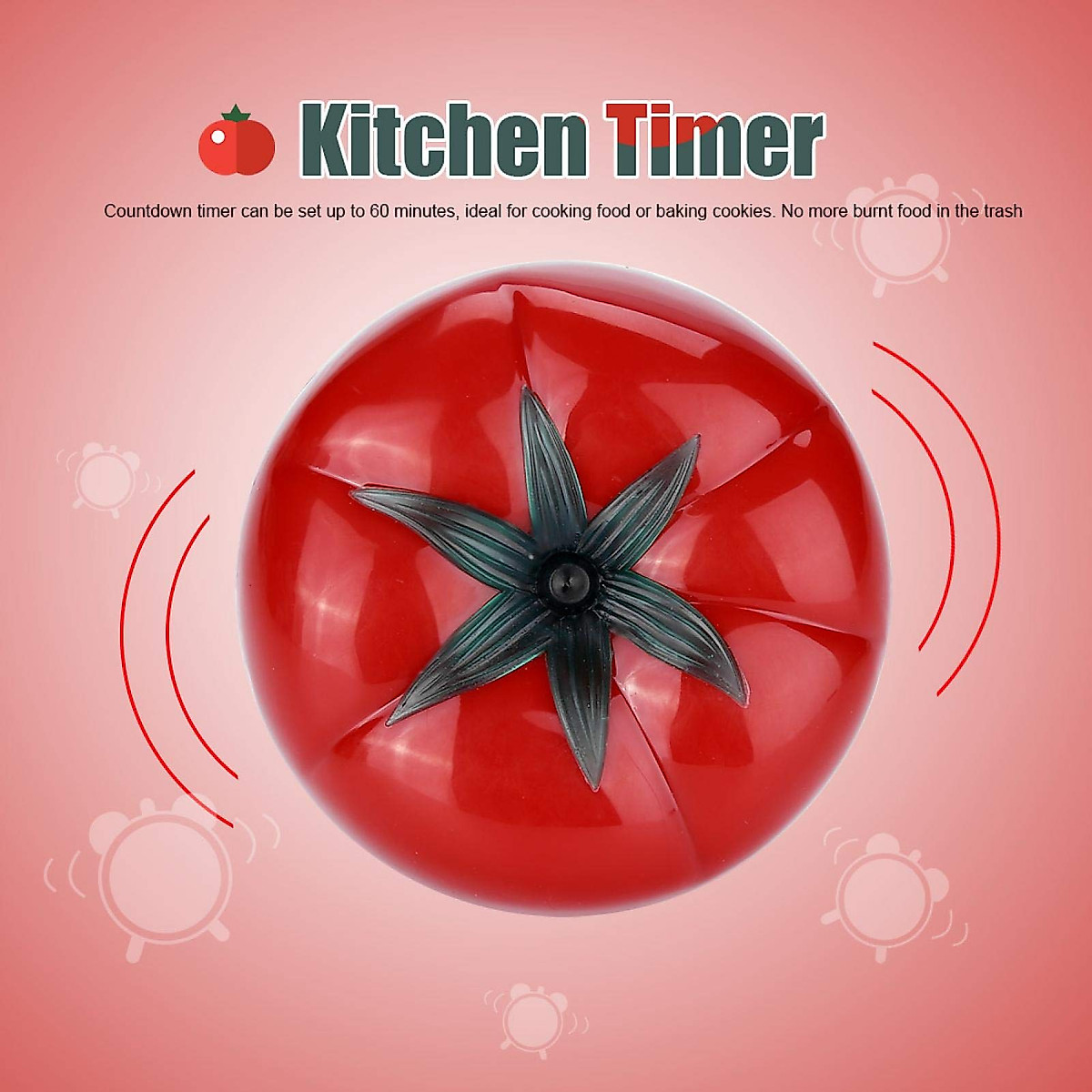 Kitchen Timer,Tomato Shaped Mechanical 60 Minutes Countdown Timer Kitchen Cooking & Baking Helper Kitchen Utensils(S)