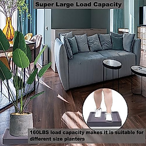 Dcpes Plant Roller Base, 5 Hidden Wheels, 12Inch Square Rolling Plant Stand with Invisible Casters, Heavy Duty Planter Caddies, Indoor Plant Dolly, Dark-Grey 2Pack