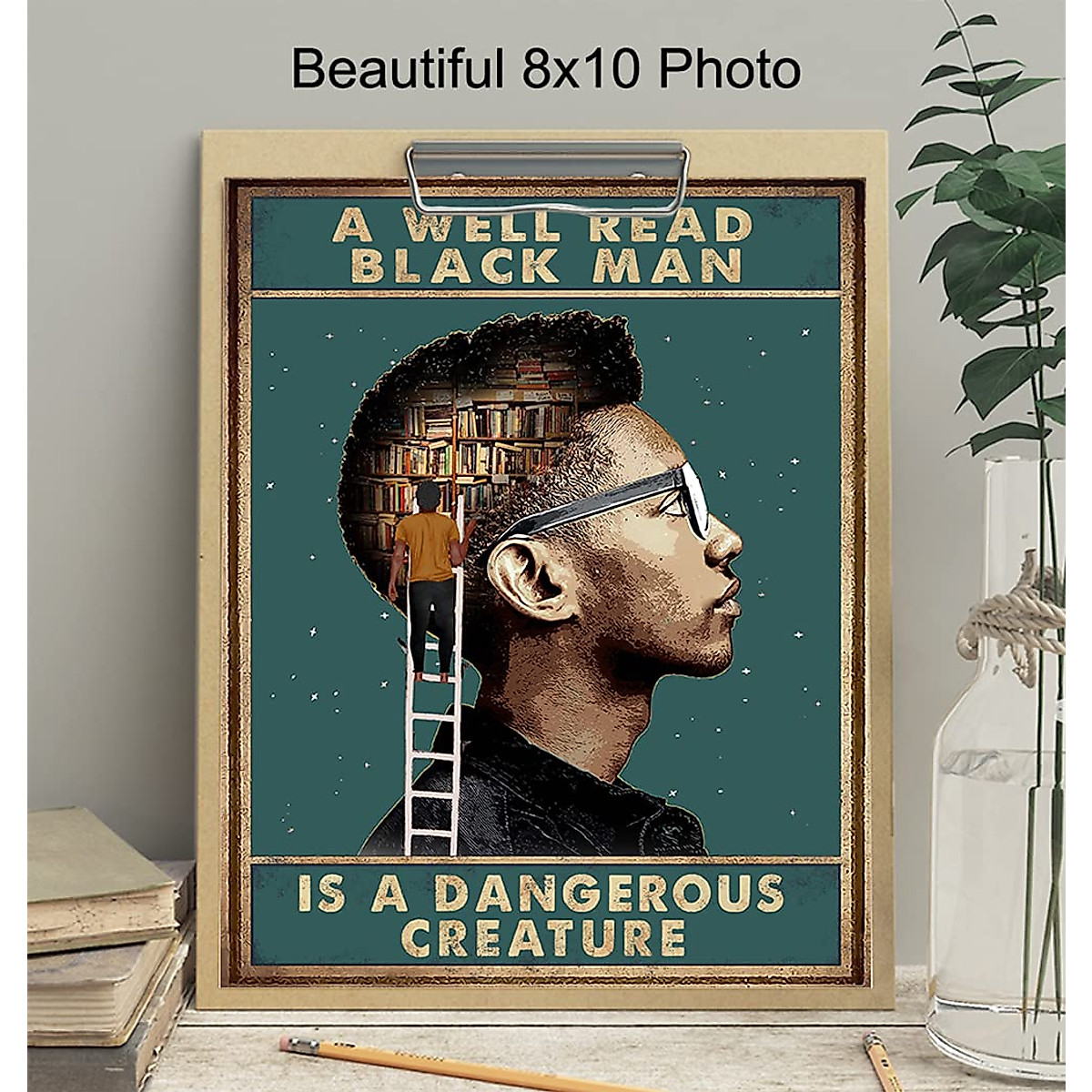 Black Art African American Decor - Classroom Decor - Inspirational Motivational Positive Quotes - Black Culture Poster - Educational Wall Decor - Boys, Son, Men, Man - Teacher Gifts - Afro Wall Art