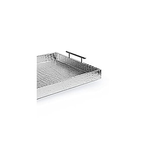 American Atelier Alligator Rectangle Serving Tray with Handles, 14" x 19" x 3", Silver