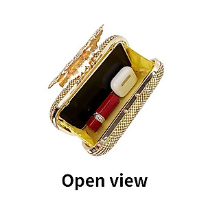 shiiriin | Women's Rhinestones Bling Crystal Clutch Purse Hand Bag | Bridal Wedding Daytime Evening Party (Gold)