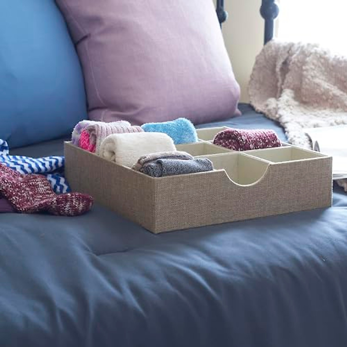 Household Essentials Brown 723-1 Deep 9 Section Drawer Organizer Box for Storage | 12 in x 12 in 3.13