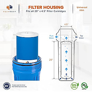 Aquaboon Premium 5 Micron 20" x 4.5" Whole House Coconut Shell Granular Activated Carbon (GAC) Water Filter Replacement Cartridge, 4 Pack