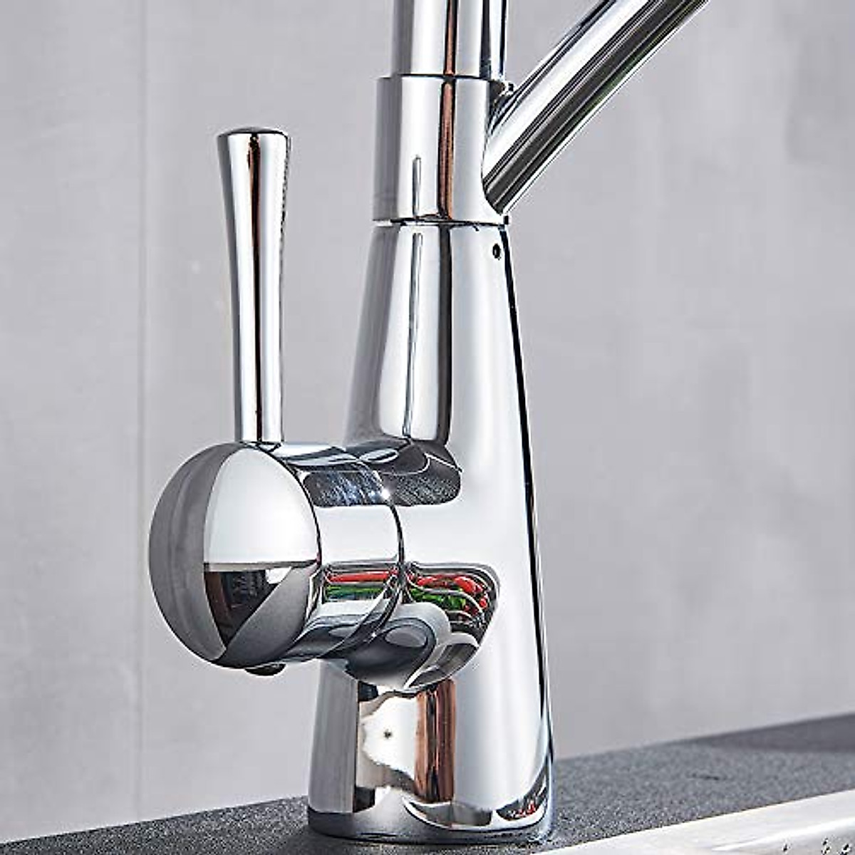 Kitchen Tap with Hose Kitchen Mixer Faucet 360° Pull Down Kitchen Faucet, Chrome with Black Free Rotation One Modes Kitchen Tap, Hot Cold Mixer Crane Bath Sink Tap Faucets Kitchen
