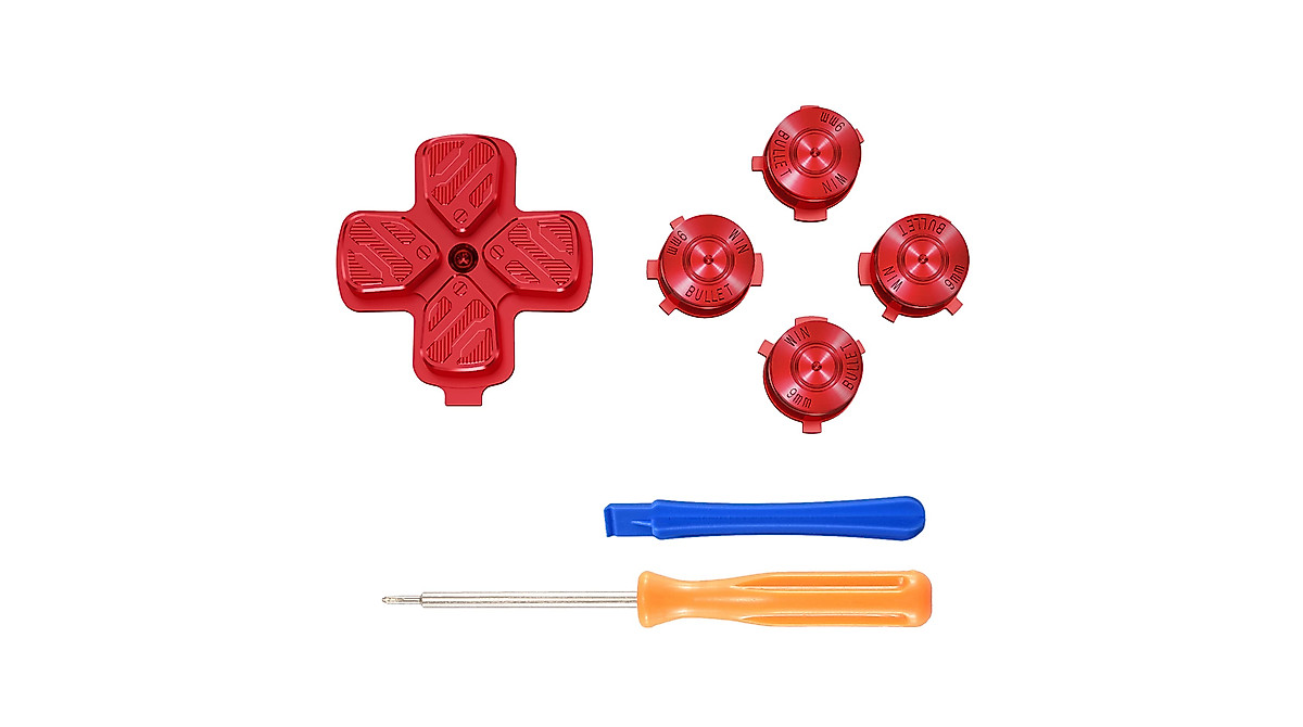 eXtremeRate Red Metal PS5 Controller Buttons - Custom Replacement Set