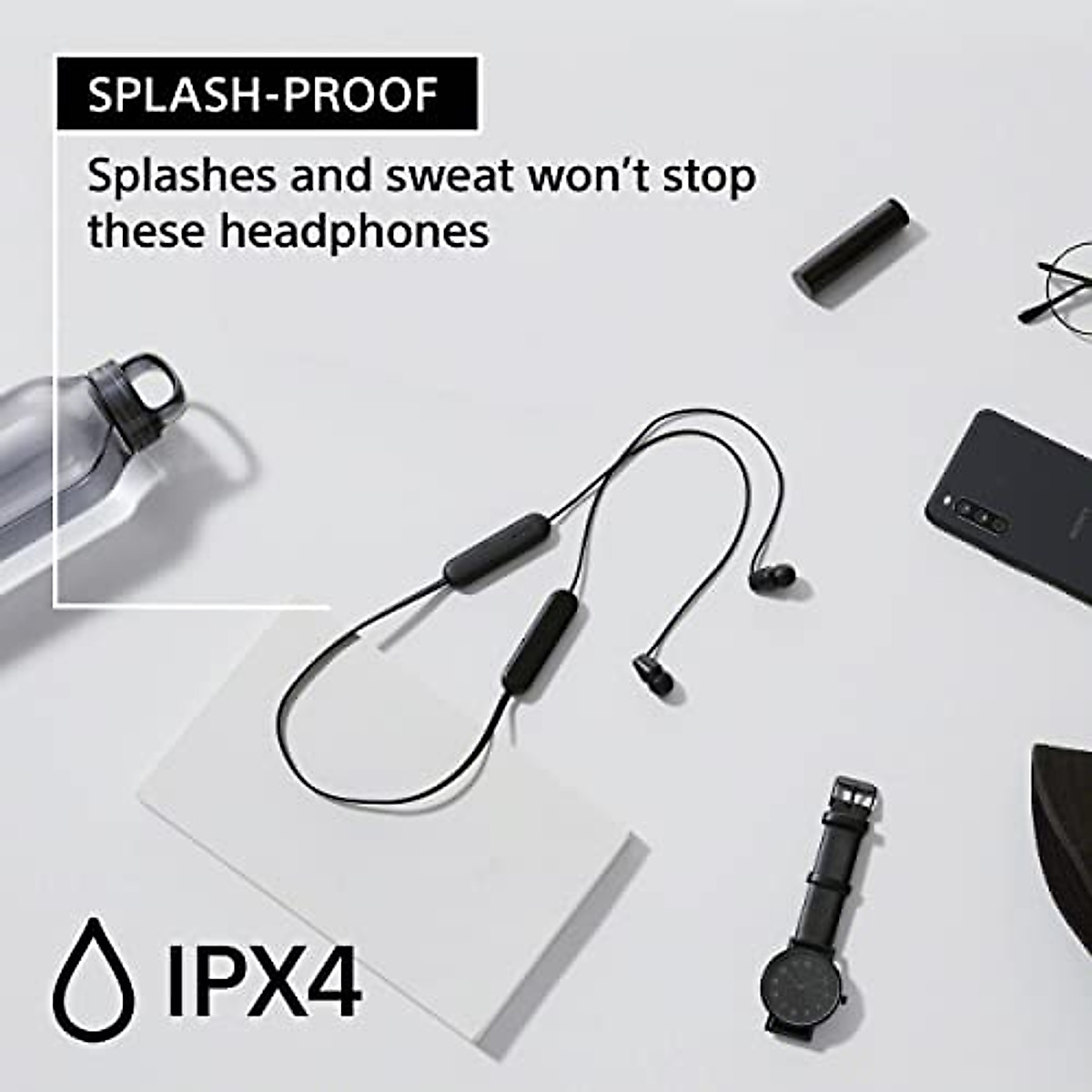 Sony WI-C100 Wireless in-Ear Bluetooth Headphones with Built-in Microphone, White