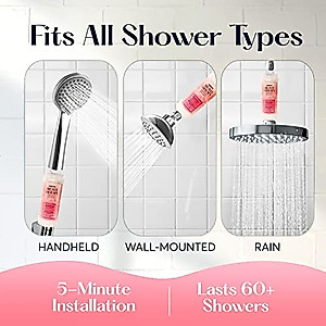 Sutera Shower Infuser - Vitamin C Shower Head Filter, Hard Water Softener, Chlorine & Fluoride Shower Filter, Water Purifying Filtered Shower Head with Beads, Helps Dry Skin & Hair Loss (White Rose)