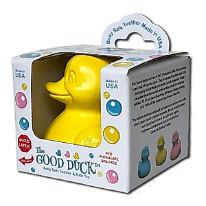 Celebriducks The Good Duck - BPA & PVC Free Rubber Duckie Baby Bath Toy Teether - Yellow