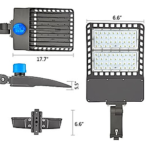 LED Parking Lot Lights Outdoor 300W with Adjustable Arm Mount, LED Shoebox Area Light 5500K,39000 Lumens, IP65 Waterproof Outdoor Commercial Area Street Flood Lighting (300W Arm Mount)