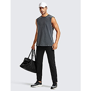 CRZ YOGA Men's Stretch Athletic Pants - 30'' Slim Fit Elastic Waist Workout Running Gym Track Pant with Pockets Black XX-Large