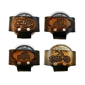 Leather Snuff Can Holder, Holster, Chew Dip Tobacco Case, Handcrafted, Many Tooled Designs