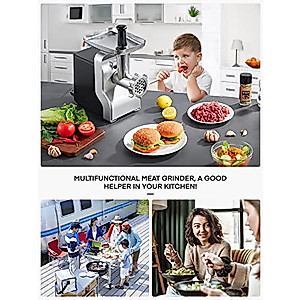 Meat Grinder Heavy Duty, 3000W Max Ultra Powerful, 5 in 1 HOUSNAT Multifunction Electric Meat Grinder, Sausage Stuffer, Slicer/Shredder/Grater, Kubbe & Tomato Juicing Kits, Home Kitchen Use