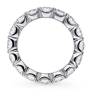 BERRICLE Sterling Silver Wedding Rings Cubic Zirconia CZ Statement Anniversary Eternity Ring for Women, Rhodium Plated Size 5