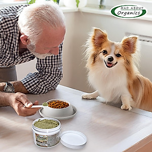 Mad About Organics Dog Dental Care Powder – 900 Servings, Large Size – Tartar and Plaque Remover, Pet Dental Cleaning Powder for Oral Hygiene and Fresh Breath, Teeth Cleaner and Canine Tooth Powder