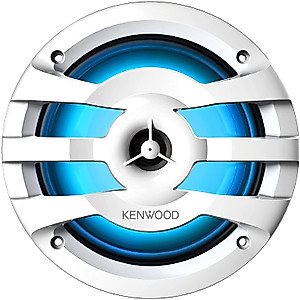 Kenwood KFC-1673MRWL 6-1/2" 2-Way Marine Speakers with Grilles (Pair) | Built-in LED Lights (White)