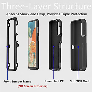 TIOZOLY for Samsung Galaxy A23 5G Case, Heavy Duty Protective Case Dustproof Shockproof Protection 3 in 1 Rugged Cover for Samsung Galaxy A23 5G/4G (Not for UW Version) - Black