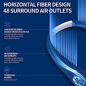 tulpock Portable Neck Fan, Hands Free Bladeless Neck Fan, 3 Speeds 48 Air Outlet, ​Free Adjustment Personal 360° Cooling Fan, USB Rechargeable Wearable Personal Fan for Traveling,Sports, Office