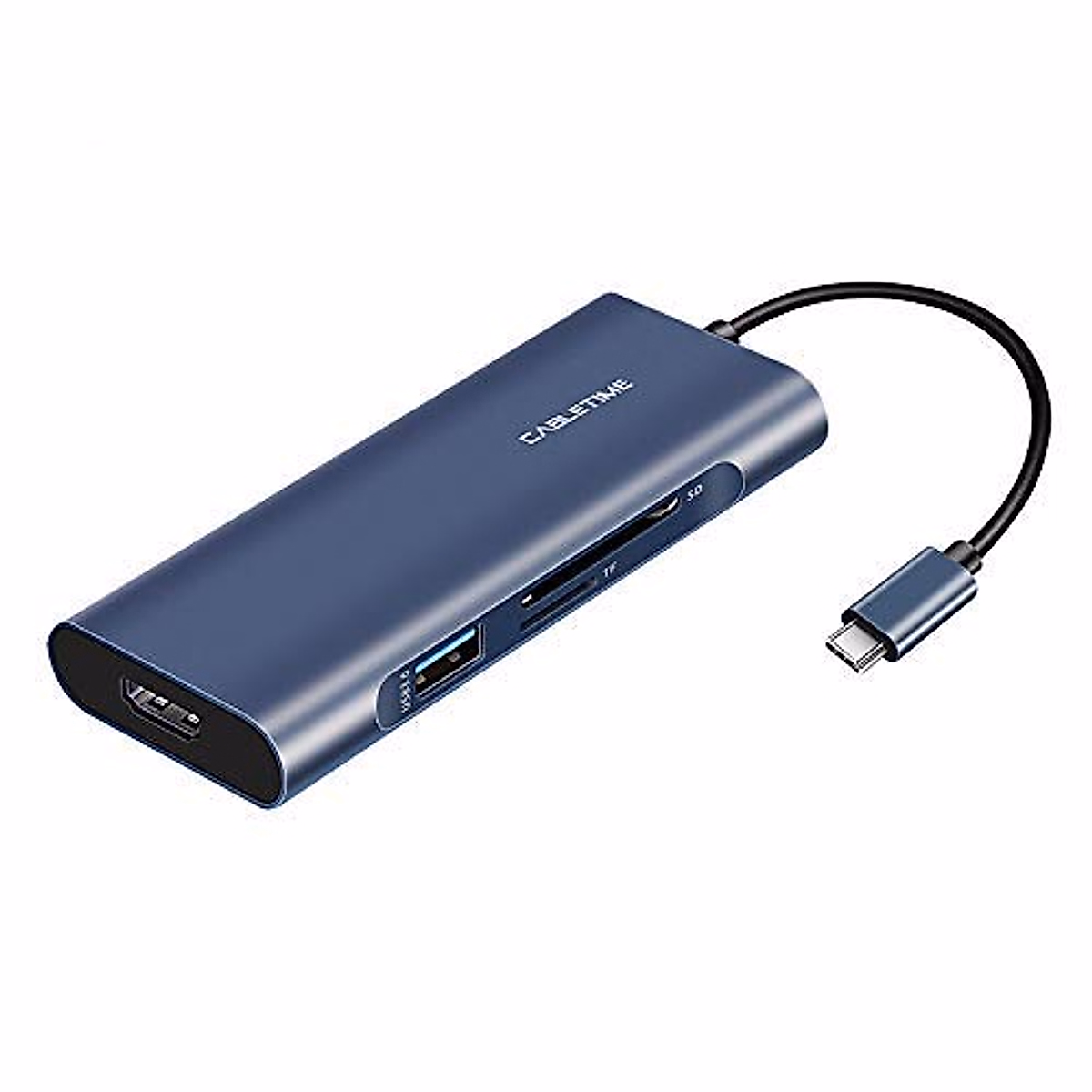 Cabletime USB C Hub Hdmi Adapter,7 in 1 Type C Hub to Hdmi 4k,3 USB 3.0 Ports,100W Power Delivery,Sd/Tf Card Readers Compatible with MacBook/Pro/Air