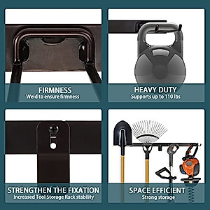 TIPSYTREE Garage Tool Organizer Wall Mount Yard Tool Organizer for Garage,2pcs Tool Storage Rack Garden Tool Hanger Max Load 400lbs for Garage, Garden and Yard