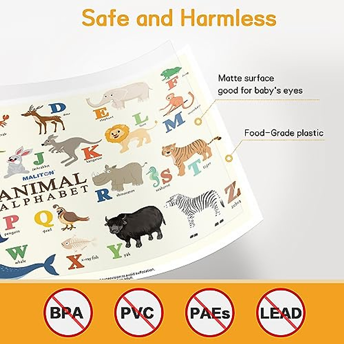 Disposable Placemats for Baby, Maliton Kids Placemats for Dining Table, Restaurants, Travel, 12" x 18" Baby Place Mats with 4 Designs, 28 Pack Waterproof Stick-On Mats for Toddler(Individual Package)