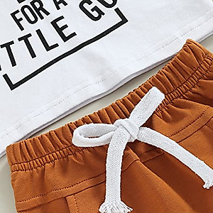 Infant Baby Boys Summer Clothes Sets Outfits Letter Print Short Sleeve T-Shirt and Stretch Casual Rolled Shorts Set (White, 12-18 Months)